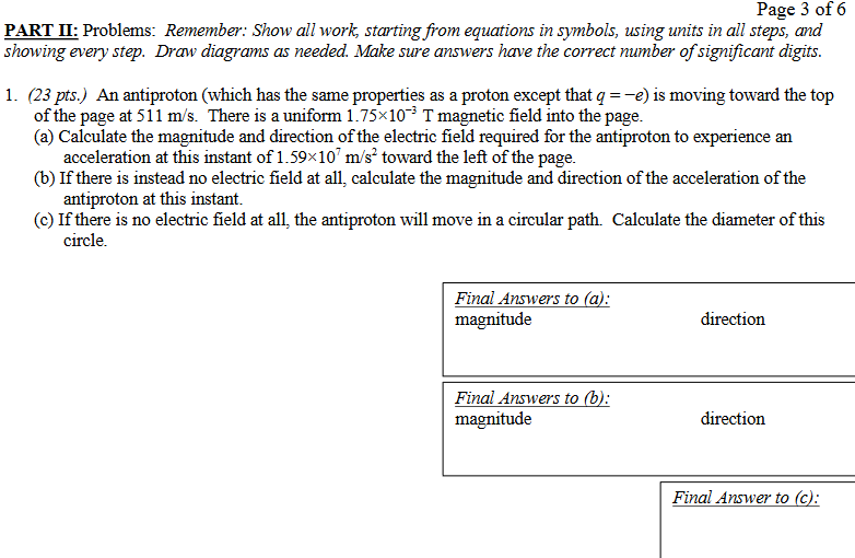 Solved by an EXPERT PART II: Problems: Remember: Show all work, starting | Chegg.com