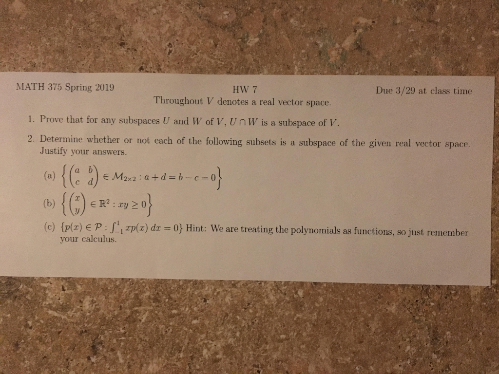 Solved MATH 375 Spring 2019 HW 7 Throughout V denotes a real | Chegg.com