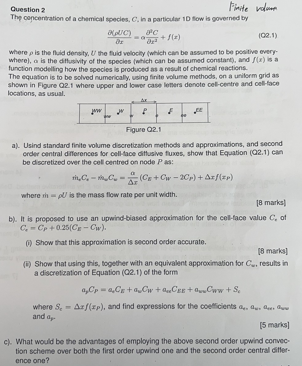 Solved Question 2 Finite Volume The Concentration Of A