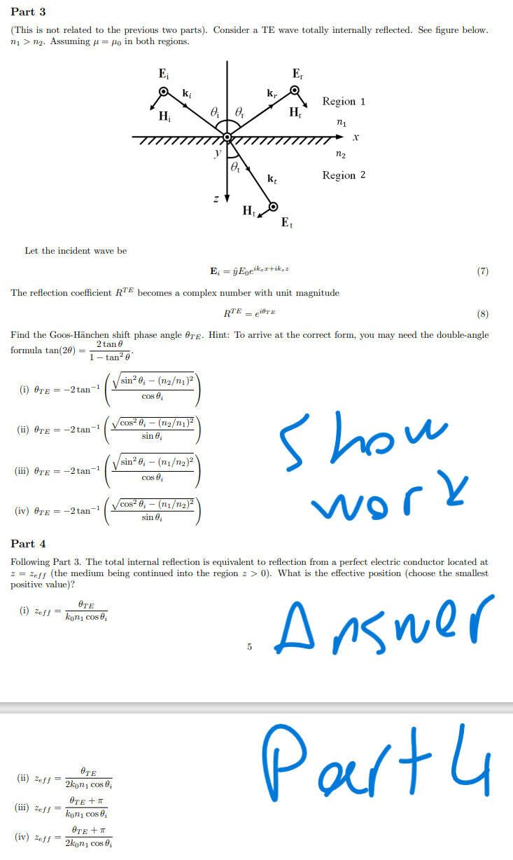 Solved Show work Answer Part 4 | Chegg.com