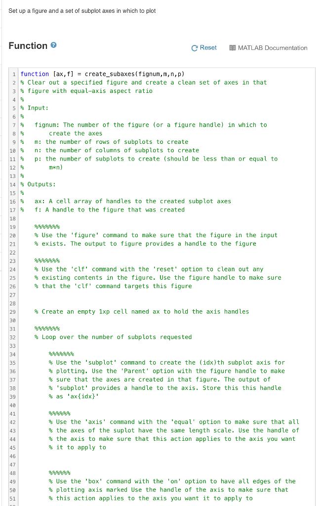 Solved Set up a figure and a set of subplot axes in which to | Chegg.com