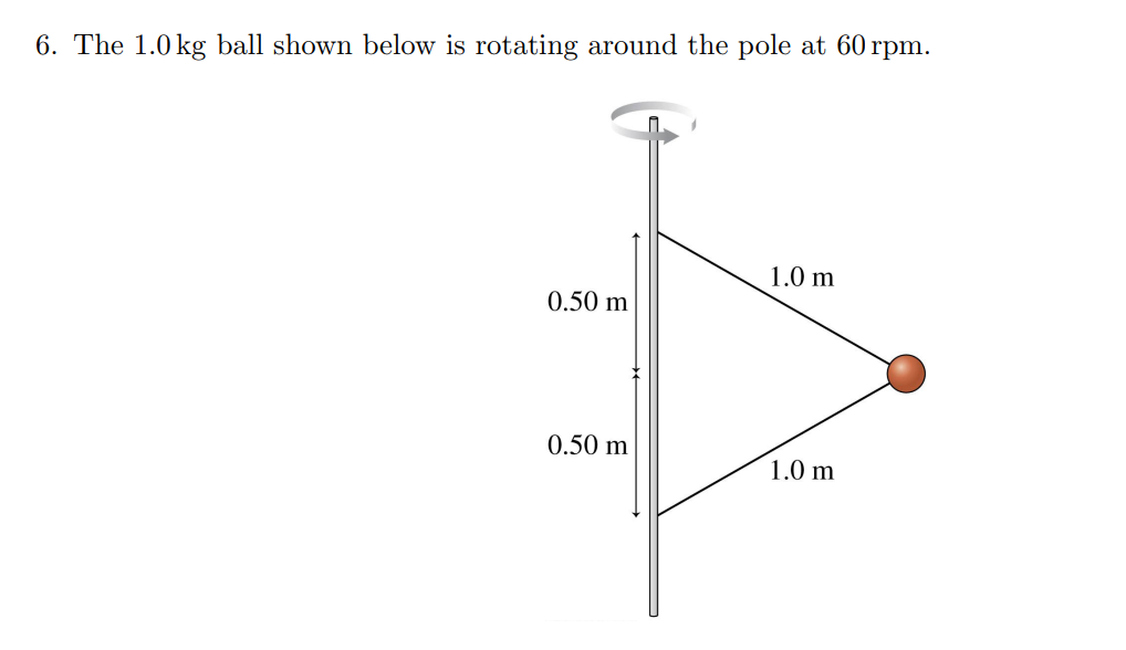 6. The 1.0 kg ball shown below is rotating around the | Chegg.com