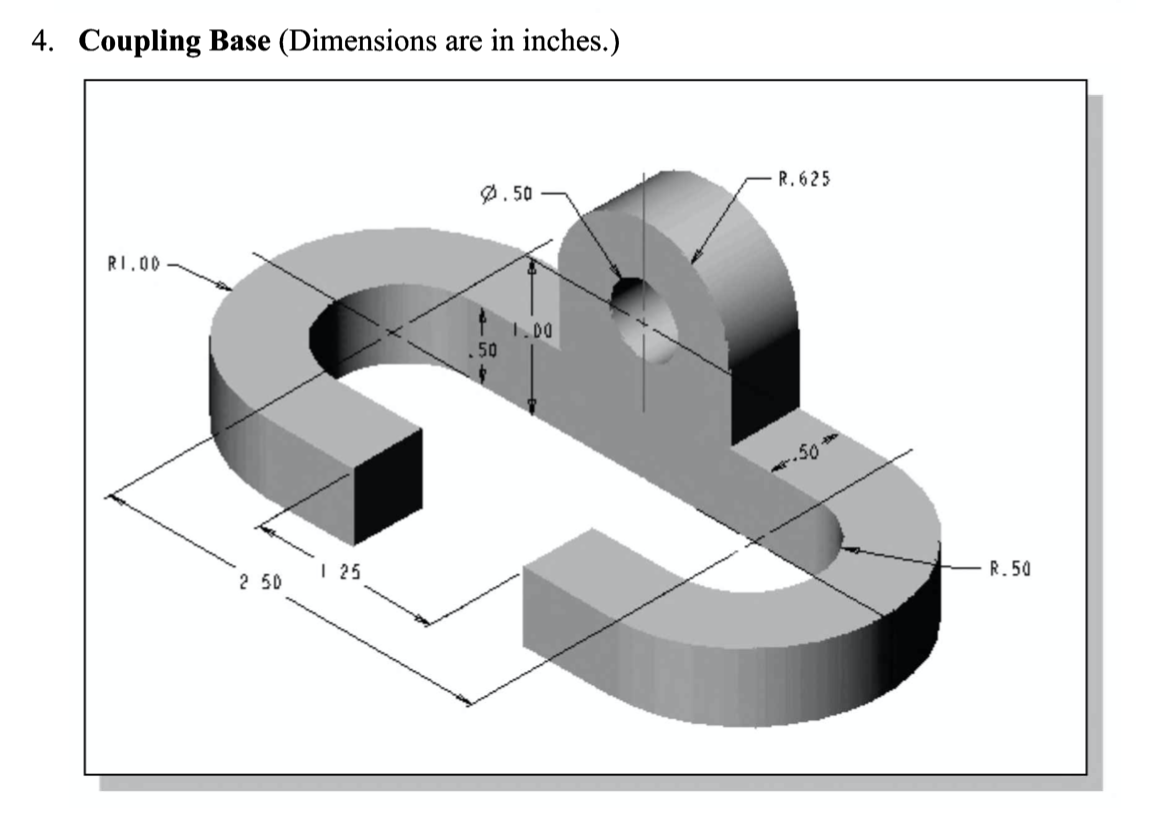 Solved 4. Coupling Base (Dimensions are in inches.) R. 625 | Chegg.com