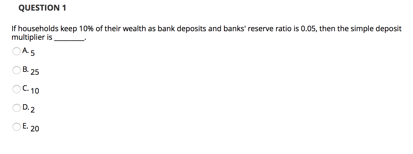Solved QUESTION 1 If households keep 10% of their wealth as | Chegg.com