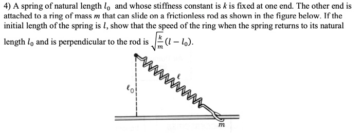 Solved 4) A spring of natural length lo and whose stiffness | Chegg.com