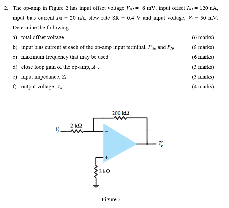 Solved = = 2. The op-amp in Figure 2 has input offset | Chegg.com