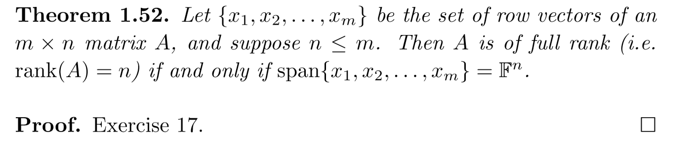 Solved Theorem 1.52. Let {x1, X2, ..., Xm} be the set of row | Chegg.com