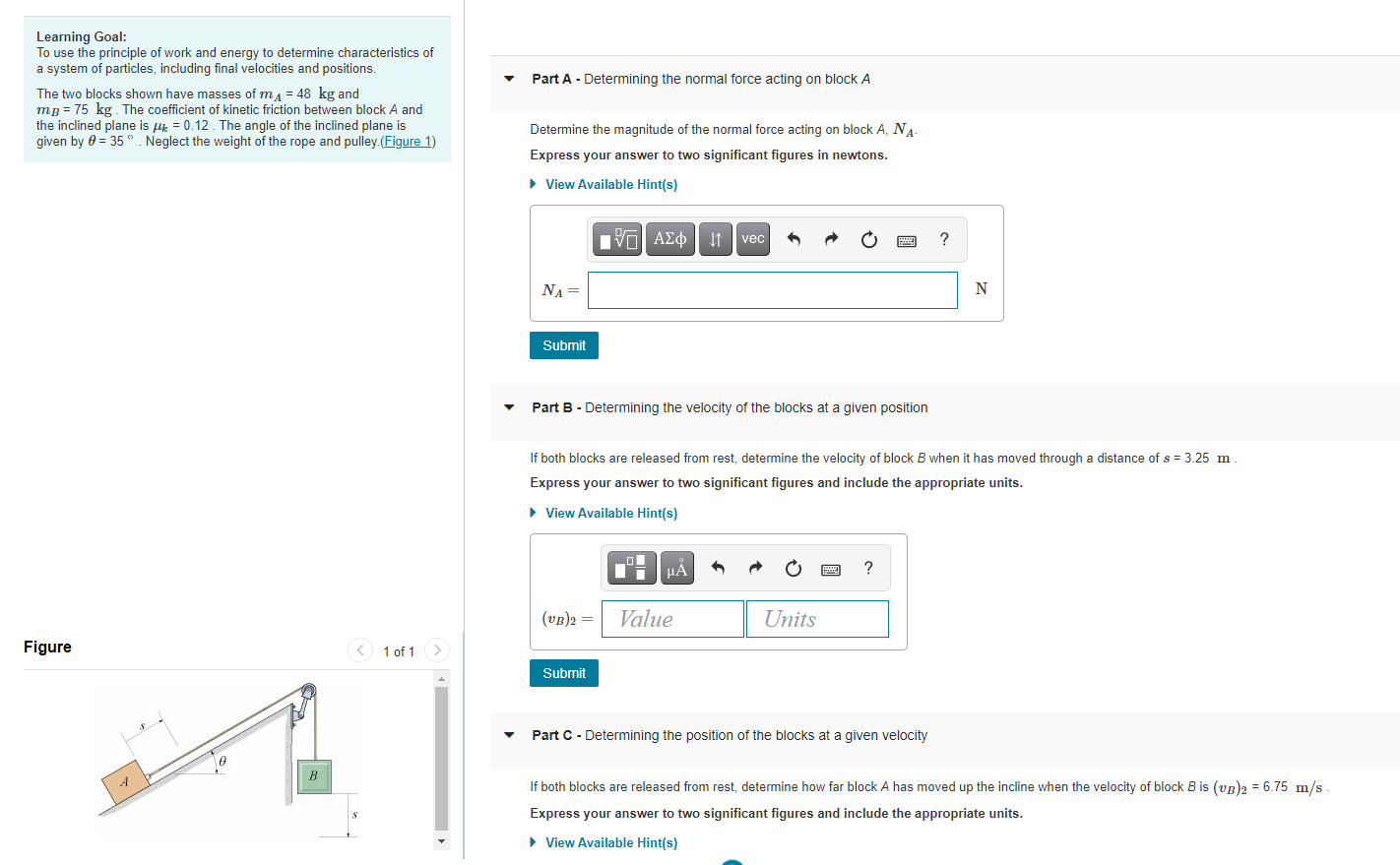 Solved Part A - Determining the normal force acting on block | Chegg.com