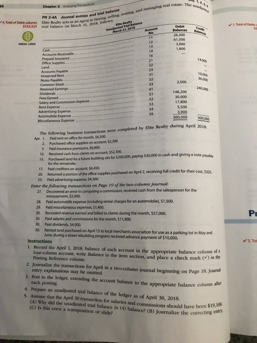 Solved Chapter 2 mansging real estate. The PR 2-4A Journal | Chegg.com