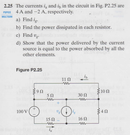 Solved 2.25 The currents ia and ib in the circuit in Fig. | Chegg.com