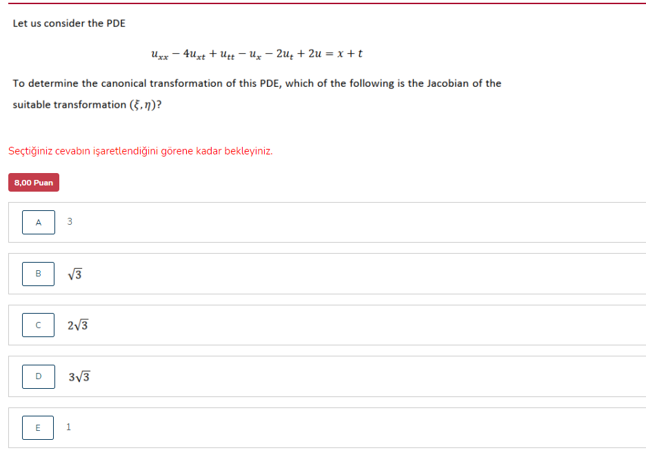 Solved Let us consider the PDE Uxx – 4uxt + utt - ux - 2u: + | Chegg.com