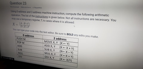 Solved Question 23 Using address and address machine | Chegg.com