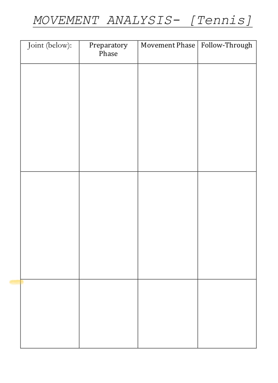 Solved MOVEMENT ANALYSIS- [Tennis] | Chegg.com