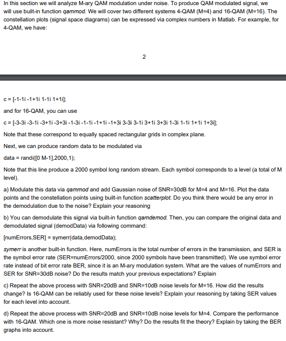 In this section we will analyze M-ary QAM modulation | Chegg.com