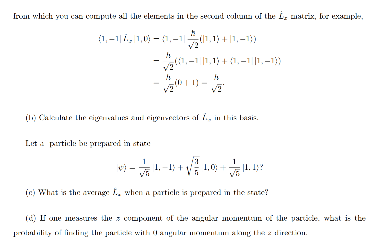 Solved Consider a particle with an angular momentum quantum | Chegg.com