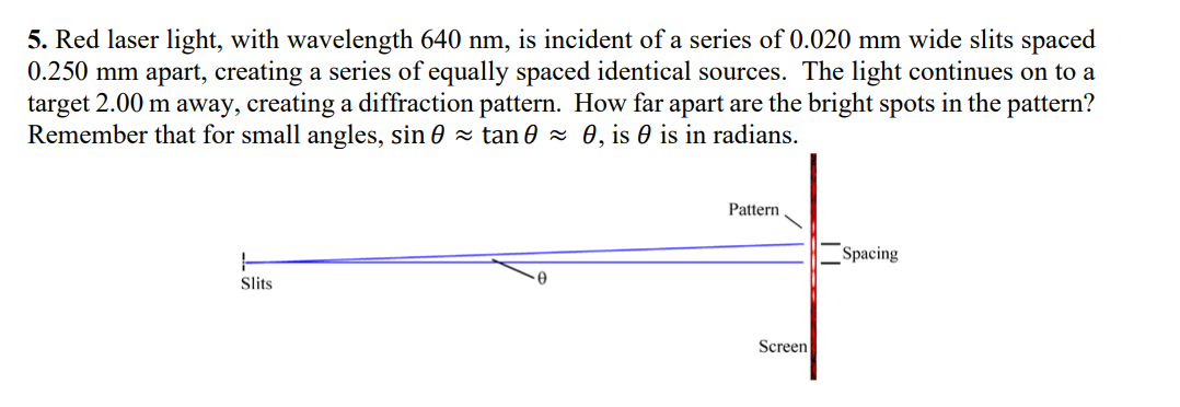 Solved 5. Red laser light, with wavelength 640 nm, is | Chegg.com