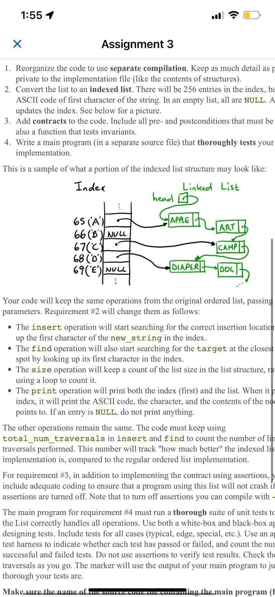 Solved We have to write a C code for this indexed linked | Chegg.com