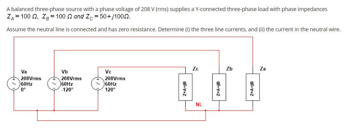 Solved A balanced three-phase source with a phase voltage of | Chegg.com