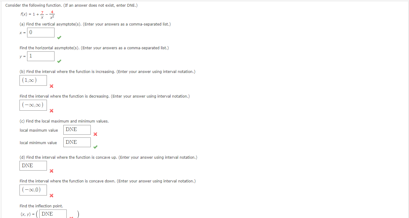 Solved Consider the following function. (If an answer does | Chegg.com