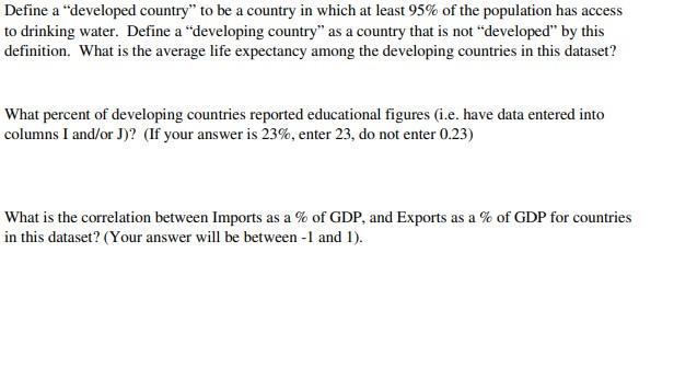 Solved Define a "developed country" to be a country in which | Chegg.com