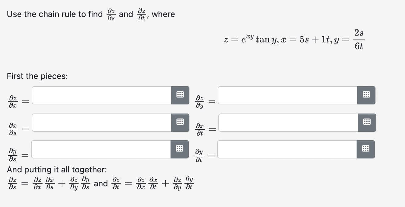 Solved Use the chain rule to find ∂s∂z and ∂t∂z, where | Chegg.com