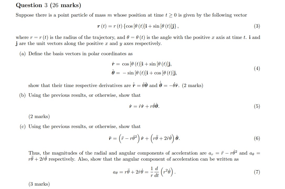 Solved Question 3 (26 marks) Suppose there is a point | Chegg.com