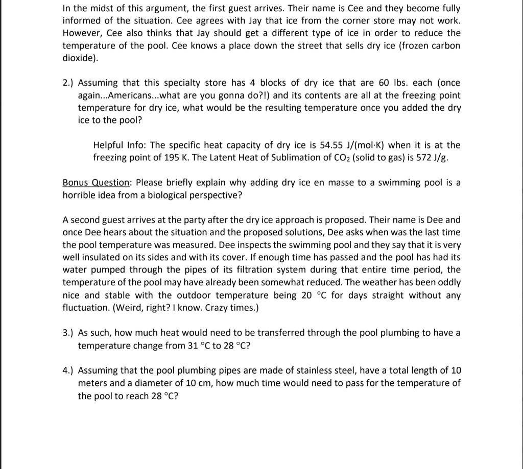 Solved PART II – THE POOL PARTY SCENARIO Bee and Jay are | Chegg.com