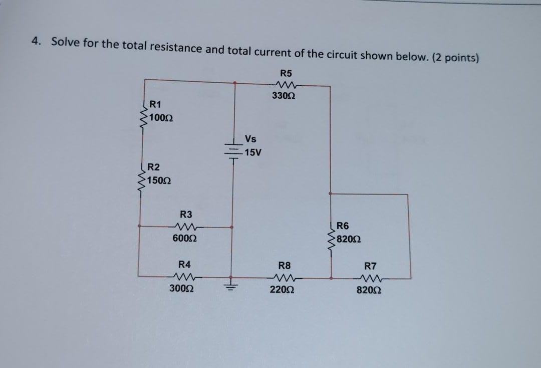 Solved 4. Solve for the total resistance and total current | Chegg.com