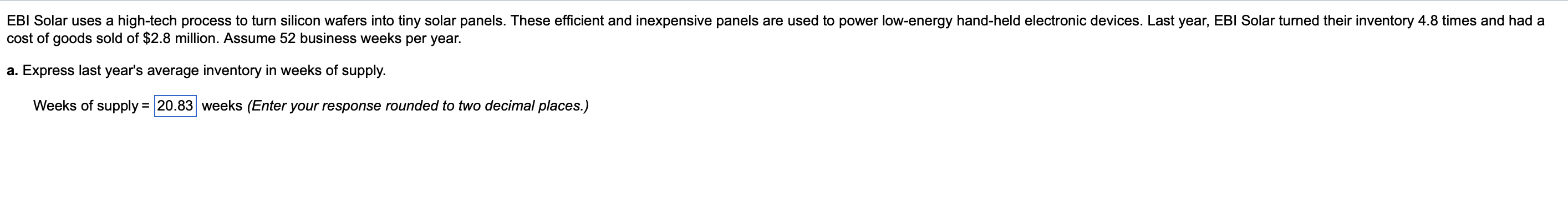 Solved EBI Solar uses a high-tech process to turn silicon | Chegg.com