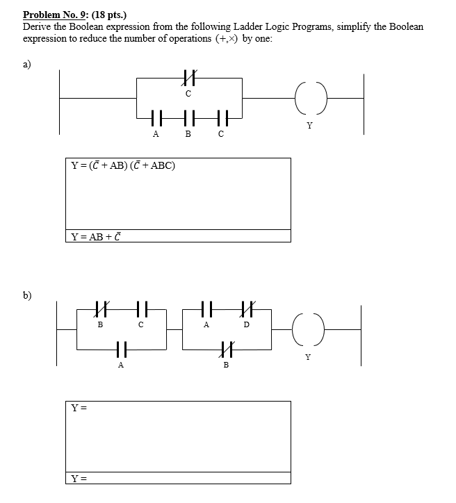 Solved Problem No. 9: (18 pts.) Derive the Boolean | Chegg.com
