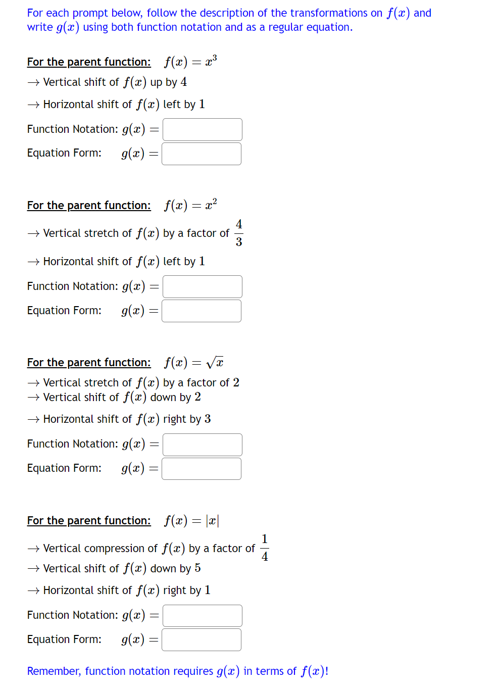 Solved For each prompt below, follow the description of the | Chegg.com