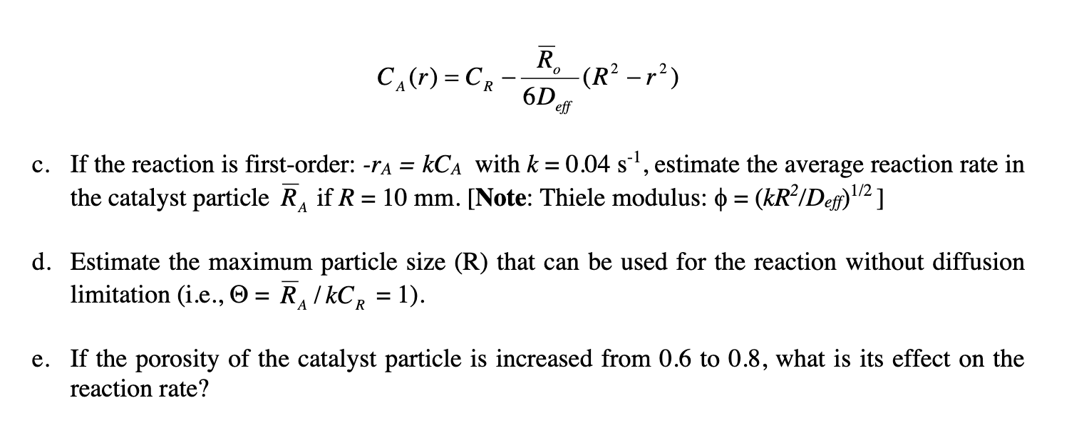 Problem 2 Diffusion with Reaction in a Sphere A | Chegg.com