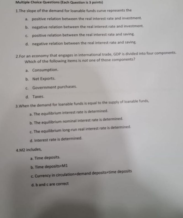 Solved Multiple Choice Questions (Each Question is 3 | Chegg.com