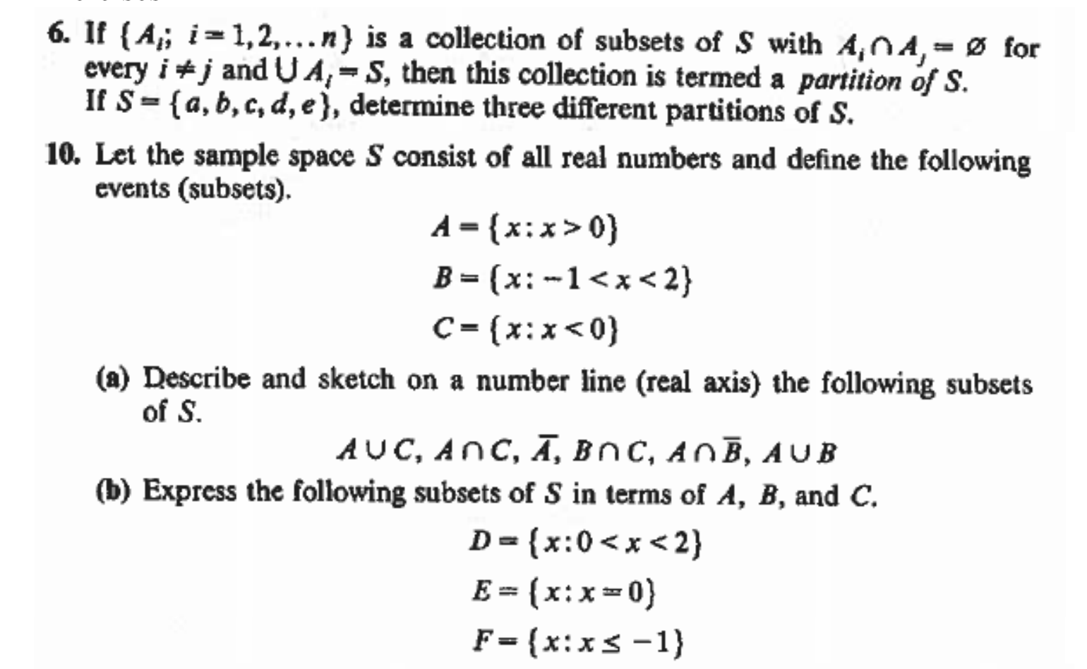 Solved = 6. If {A}; i=1,2,...n) is a collection of subsets | Chegg.com