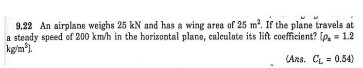 Solved 9.22 An airplane weighs 25kN and has a wing area of | Chegg.com Solved 9.22 An airplane weighs 25kN and has a wing area of | Chegg.com