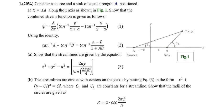 Solved 1. (20%) Consider a source and a sink of equal | Chegg.com