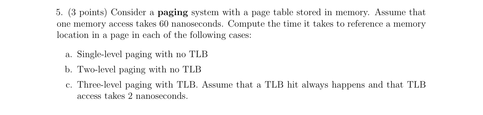 Solved 5. (3 points) Consider a paging system with a page | Chegg.com