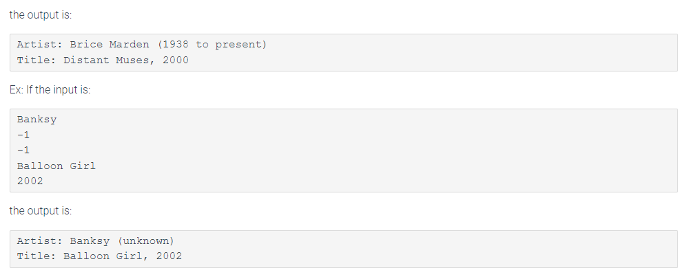 9.16 LAB: Artwork label (modules) Define the Artist | Chegg.com