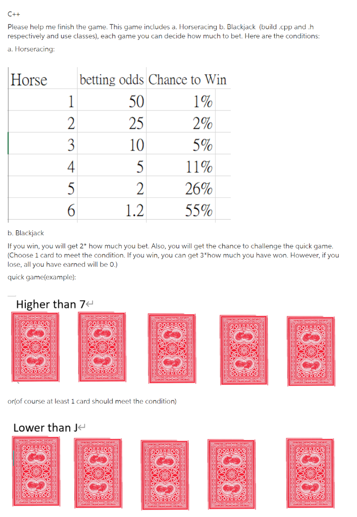 Solved C++ Please help me finish the game. This game | Chegg.com