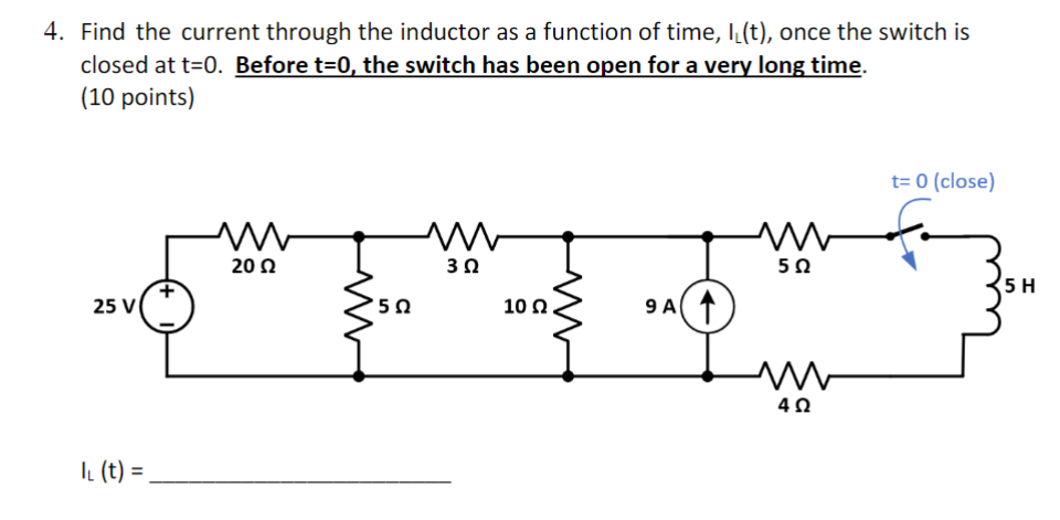 Solved Find the current through the inductor as a function | Chegg.com