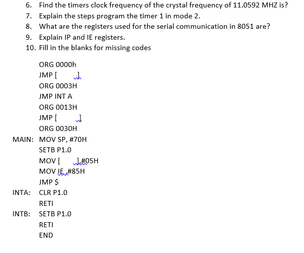 Solved 6. Find the timers clock frequency of the crystal | Chegg.com