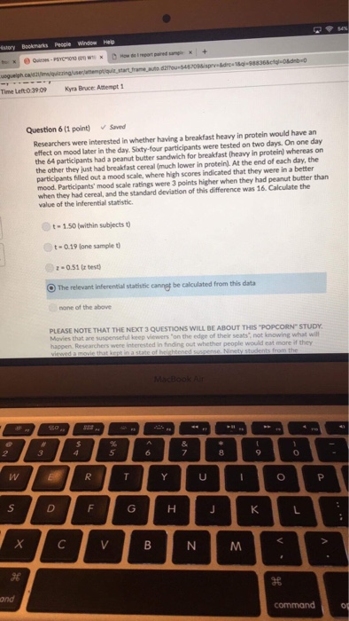 Solved Time Left0.39.09 Kyra Bruce Attempt1 Question 6 (1 | Chegg.com