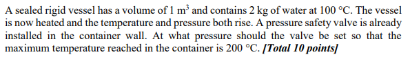 Solved A sealed rigid vessel has a volume of 1 m3 and | Chegg.com