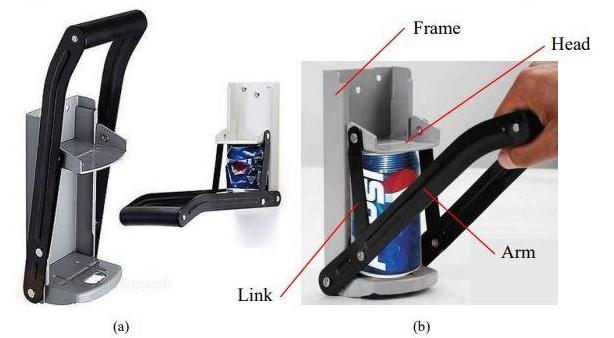 Solved (Figure 1: Images of a soda can crusher, (a) crusher | Chegg.com