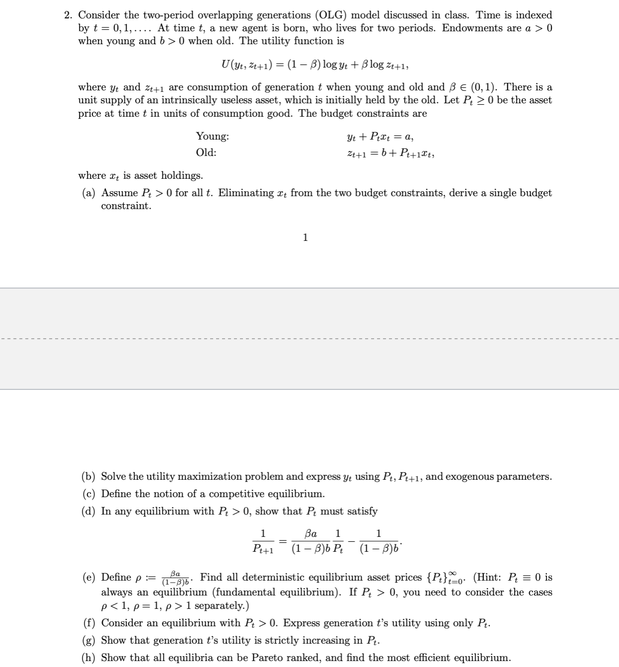 Solved 2. Consider the two-period overlapping generations | Chegg.com