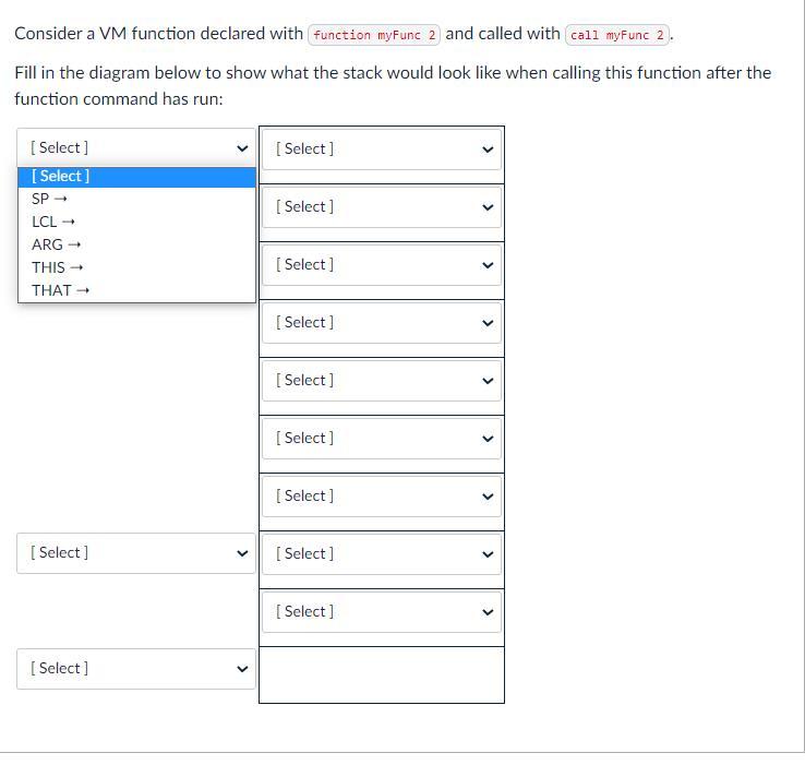 Consider a VM function declared with and called with | Chegg.com