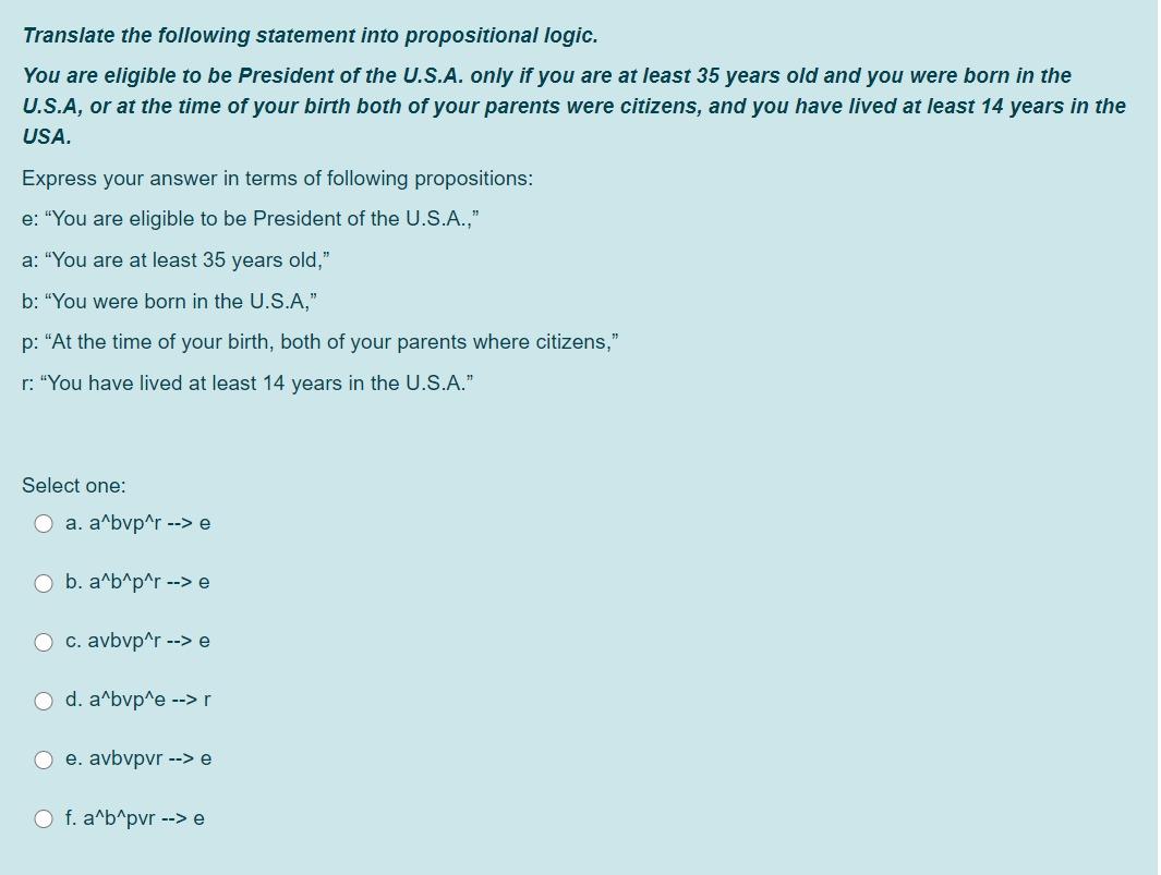 Solved Translate the following statement into propositional | Chegg.com