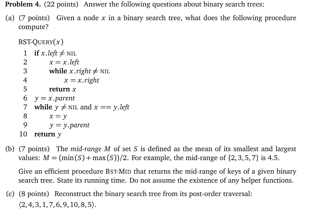 Solved Problem 4. (22 points) Answer the following questions | Chegg.com