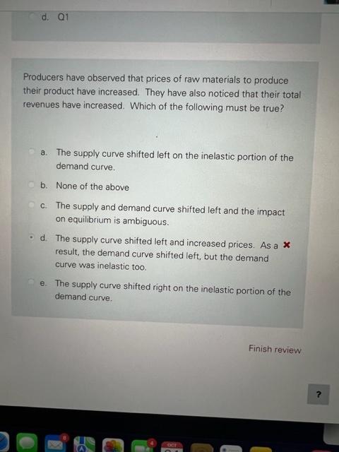 Solved Producers have observed that prices of raw materials | Chegg.com