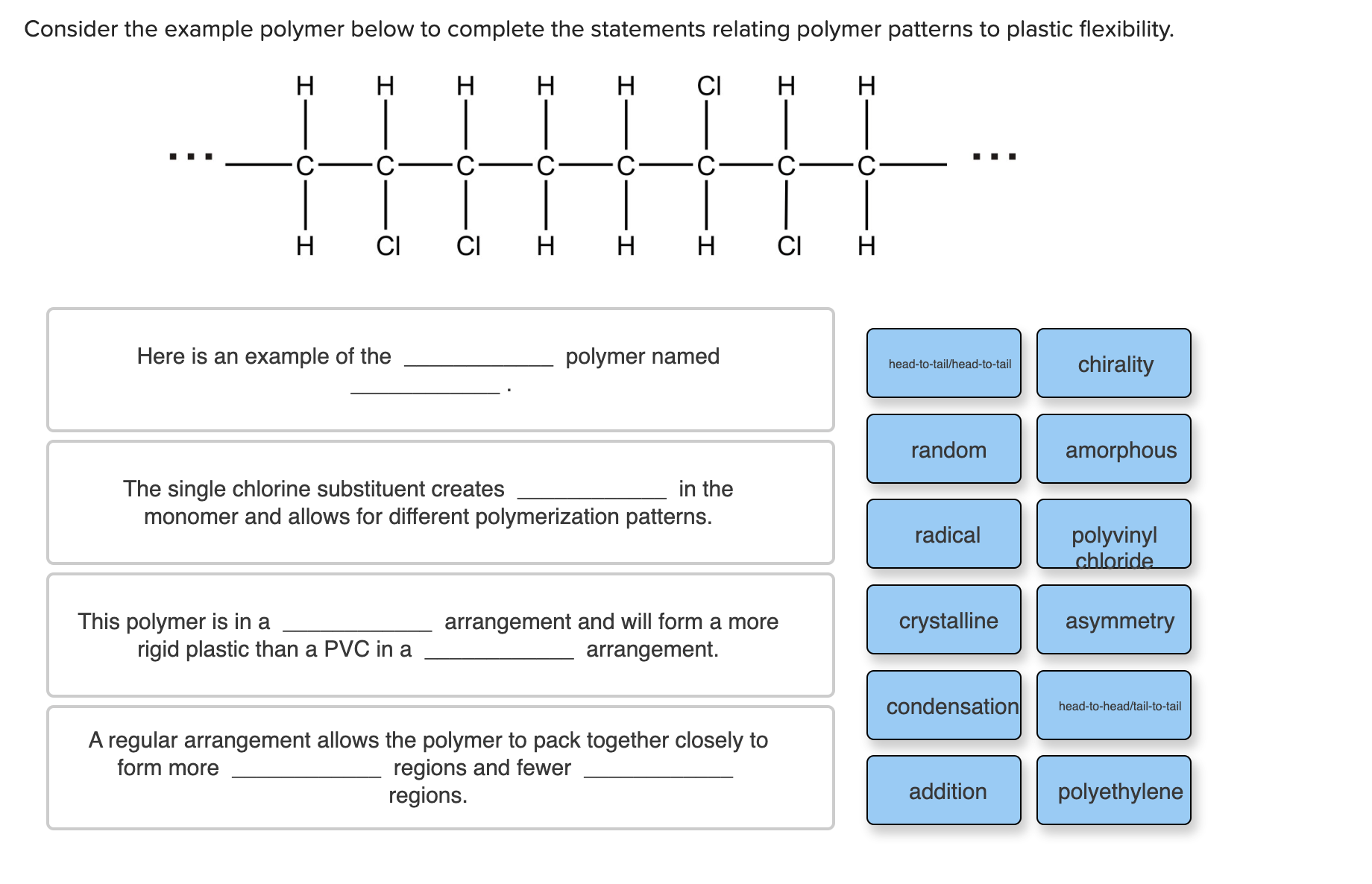 Solved Here is an example of the polymer named The single | Chegg.com